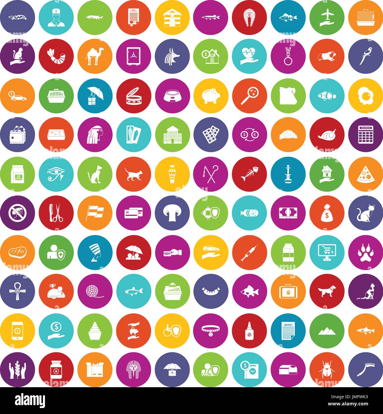 100 cat icons set color Stock Vector Image & Art - Alamy