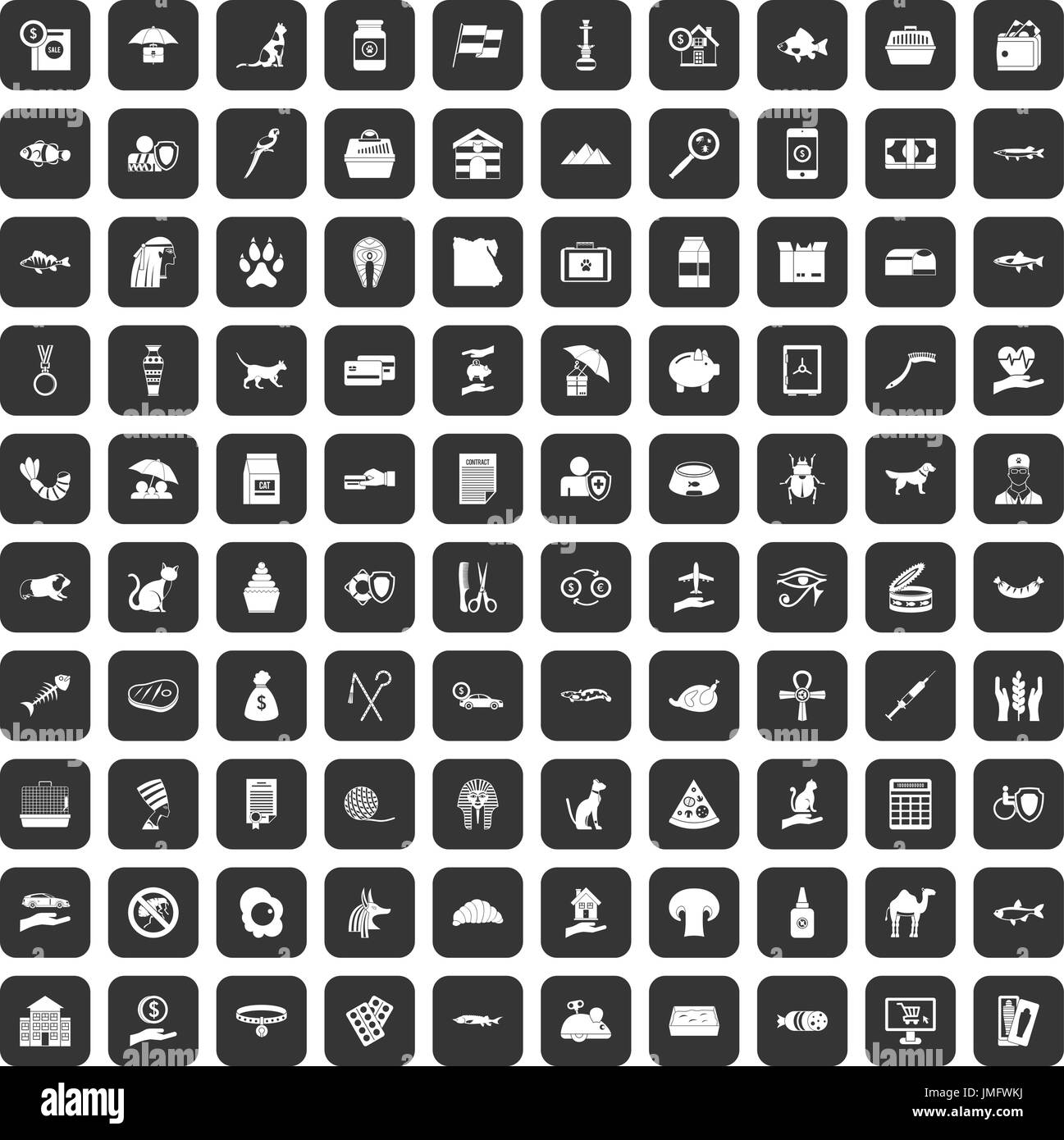 100 cat icons set black Stock Vector Image & Art - Alamy