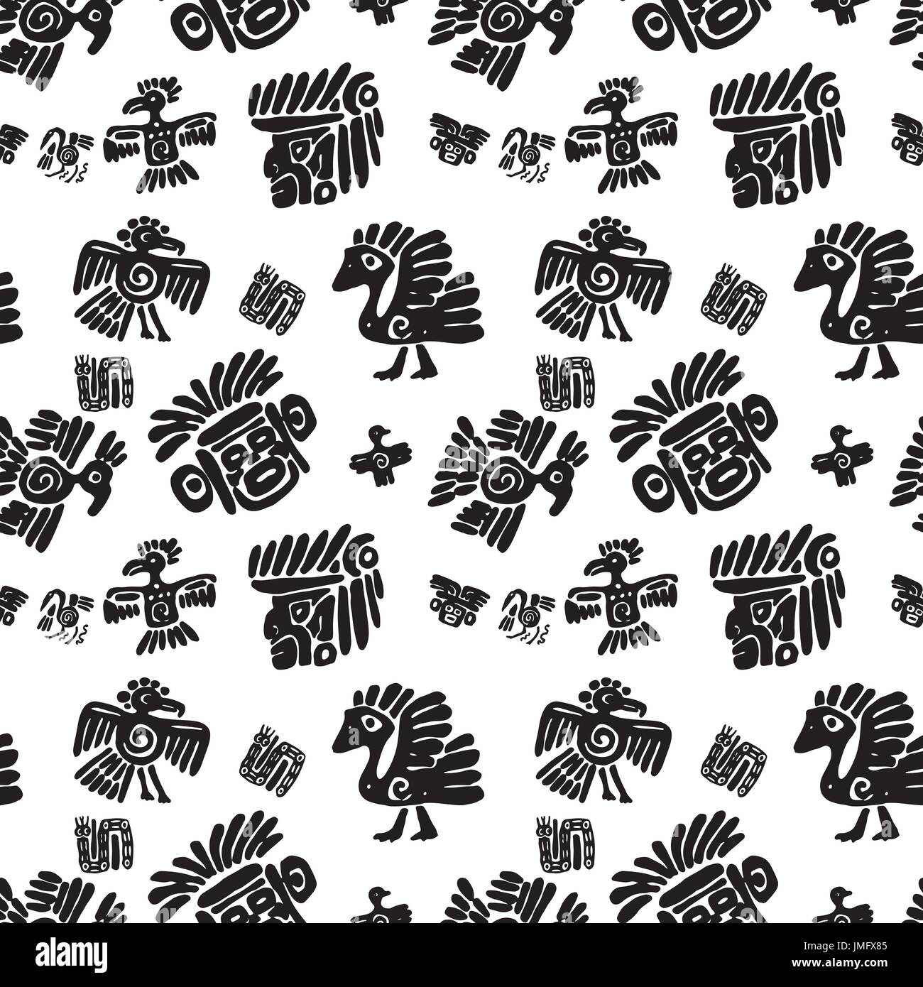 Seamless maya pattern. Black and white ethnic elements Stock Vector ...