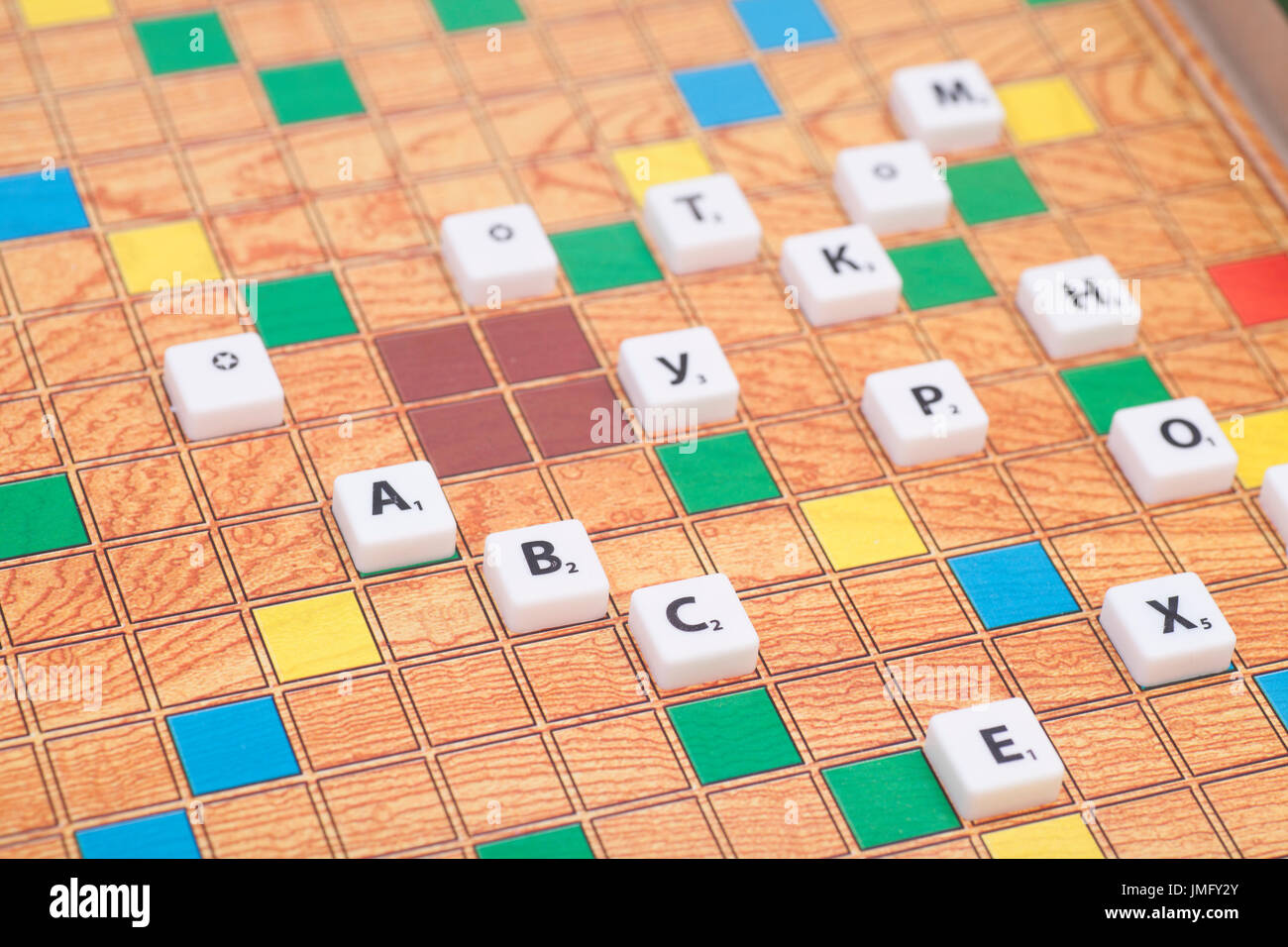Board game with the letters and numbers Stock Photo - Alamy