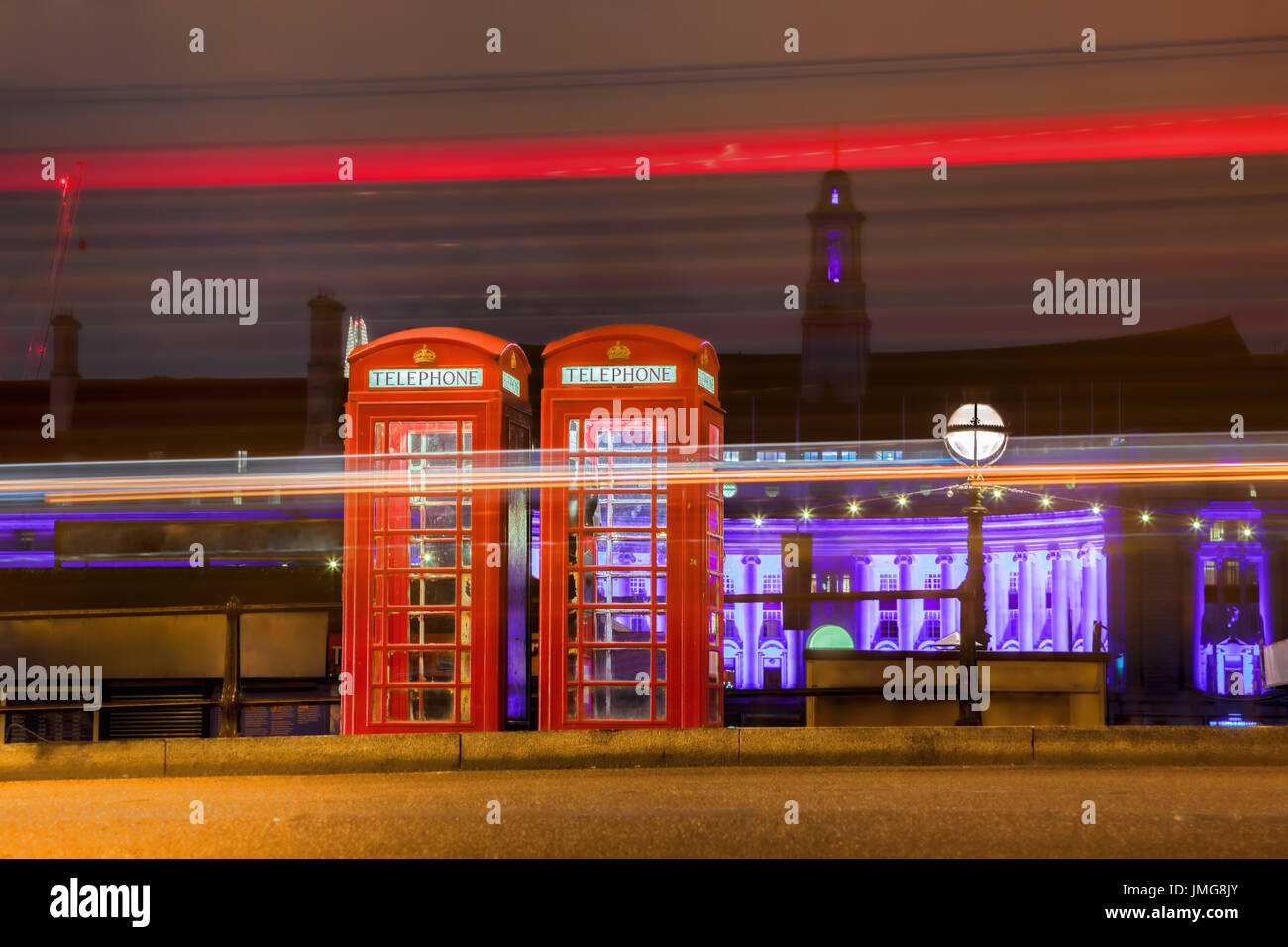 Red PHONE BOOTHS at night in London, England, UK Stock Photo - Alamy