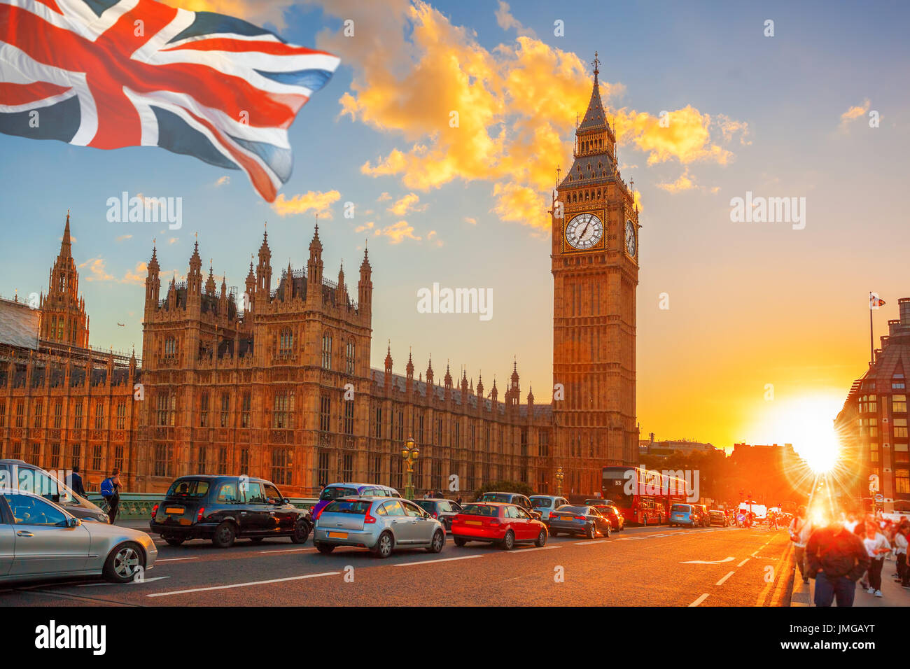 Big Ben against colorful sunset in London, UK Stock Photo - Alamy