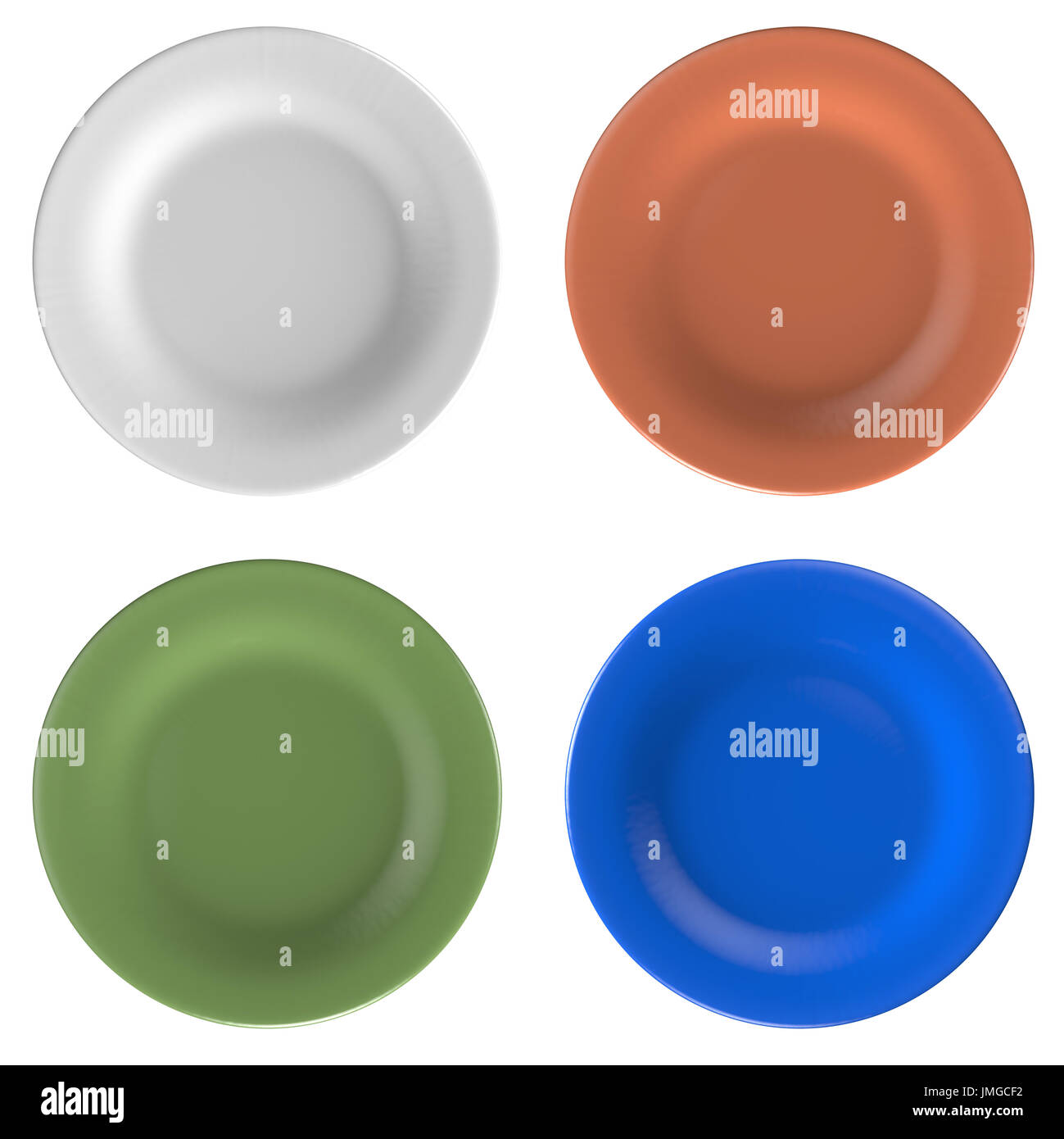 four empty dishes isolated on white Stock Photo - Alamy