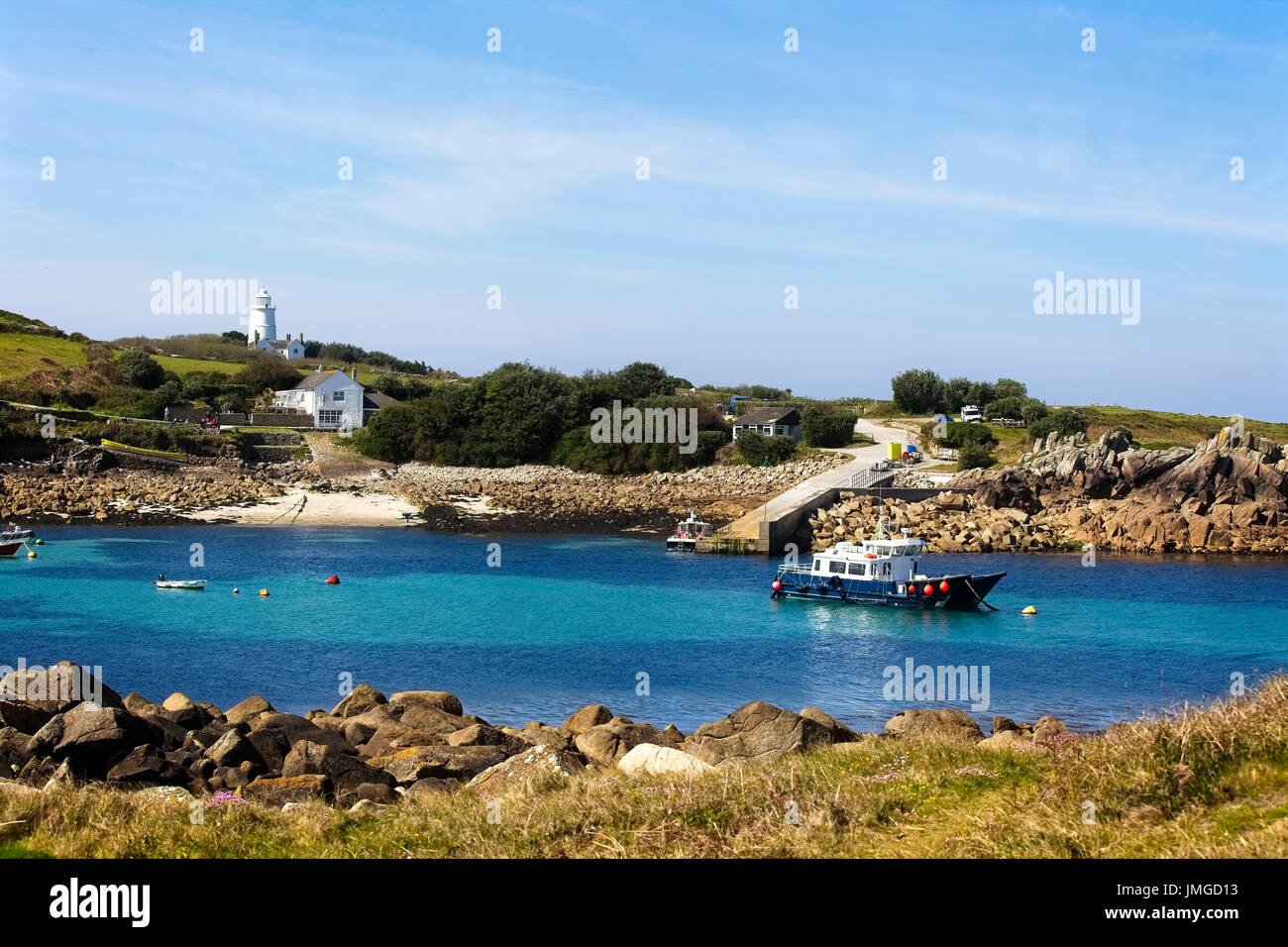 View across Porth Conger to St Agnes from Gugh, with the St Agnes ...
