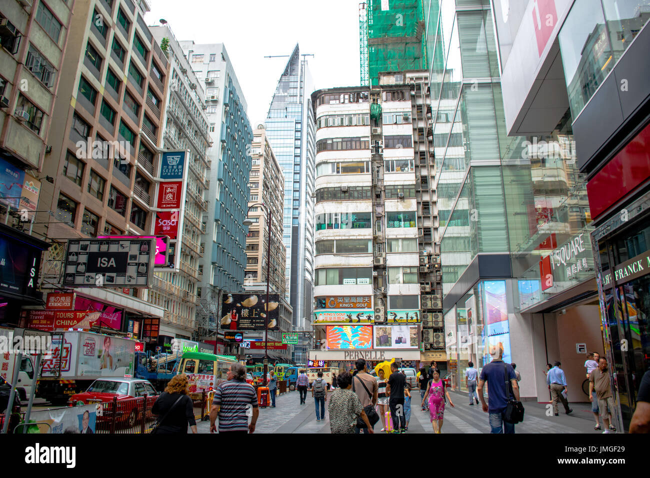 People are walking around the Peking road in Tsim Sha Tsui, Kowloon ...