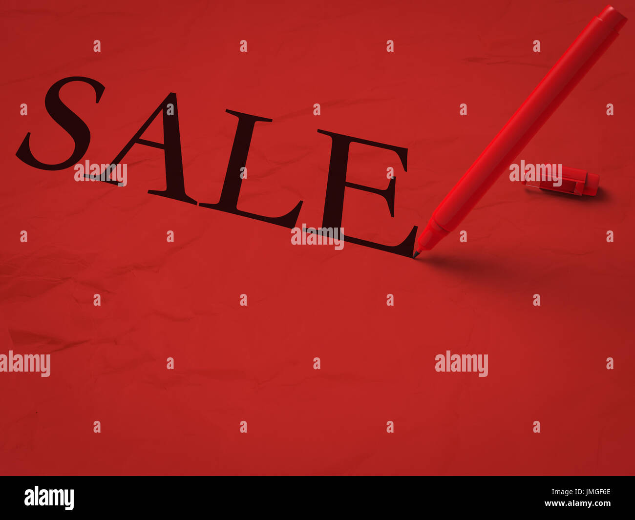 sale sign on red background Stock Photo - Alamy