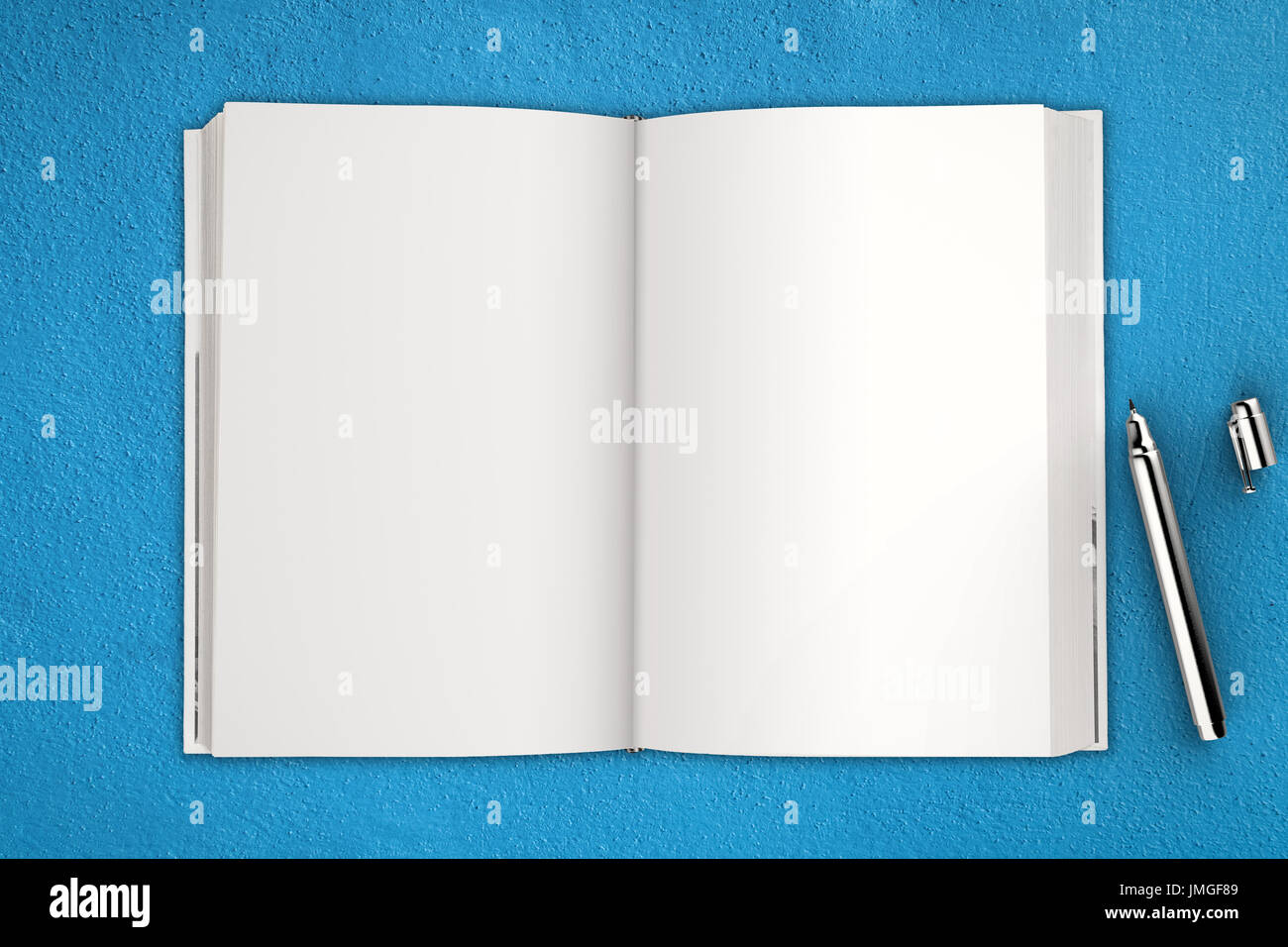 blank book with pen top view Stock Photo - Alamy
