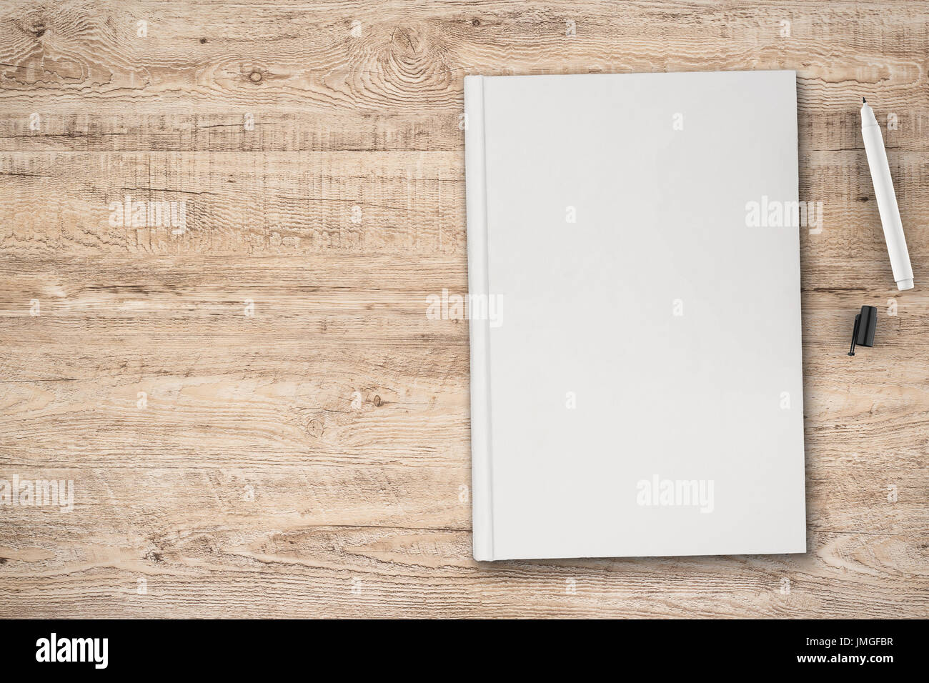 blank book with pen top view Stock Photo - Alamy