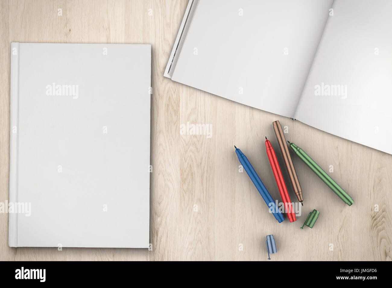 blank book with pen top view Stock Photo - Alamy