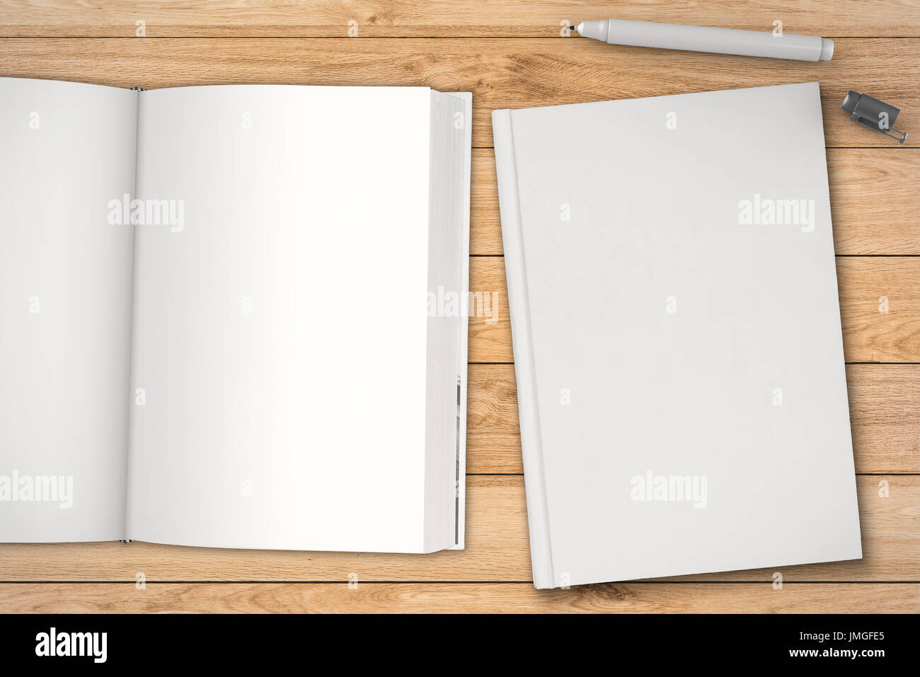 blank book with pen top view Stock Photo - Alamy