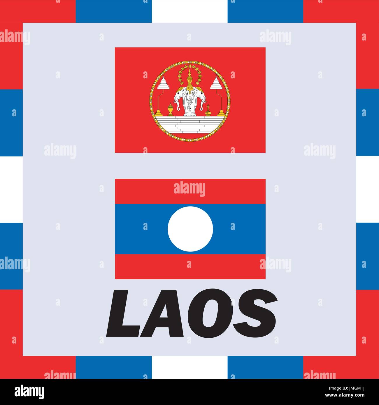 Official ensigns, flag and coat of arm of Laos Stock Vector Image & Art ...