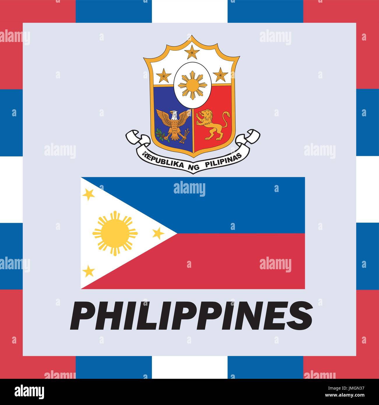 Official ensigns, flag and coat of arm of Philippines Stock Vector ...