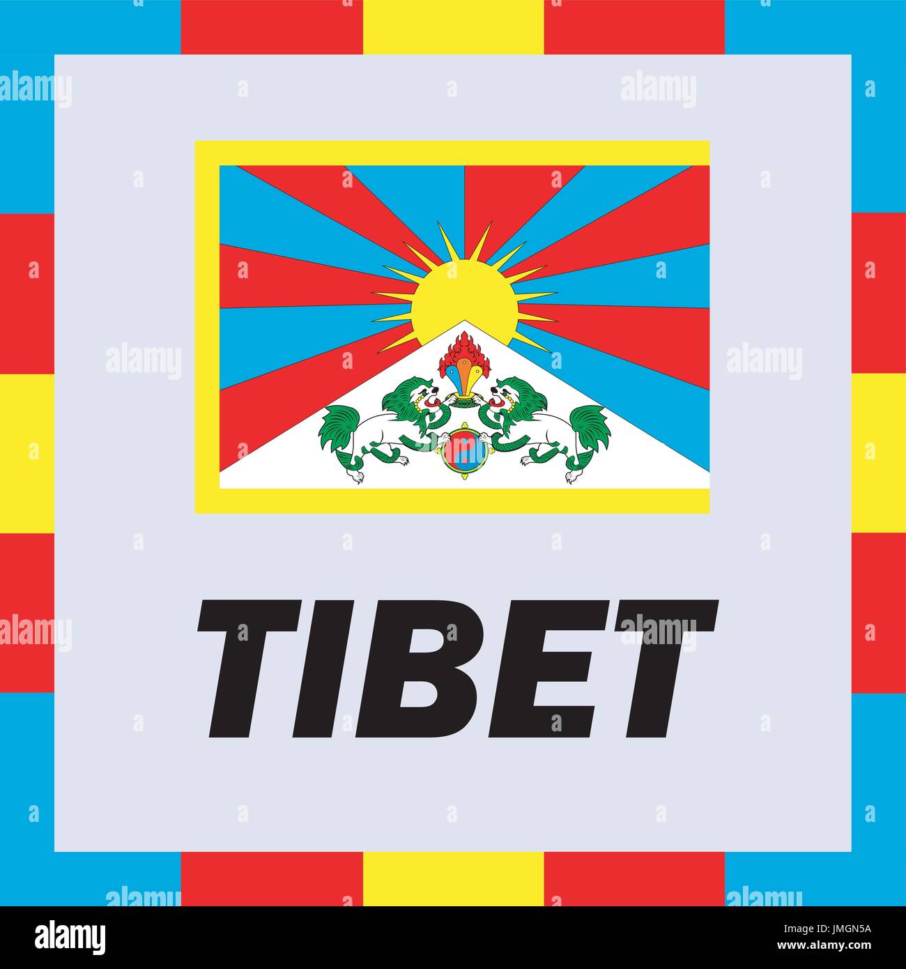 Official ensigns, flag and coat of arm of Tibet Stock Vector Image ...