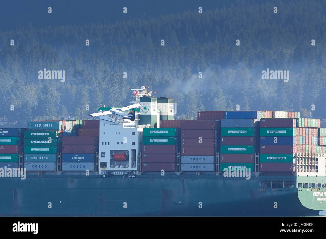 Harbour Air Turbo Otter Floatplane Flies Past The Giant Evergreen ...