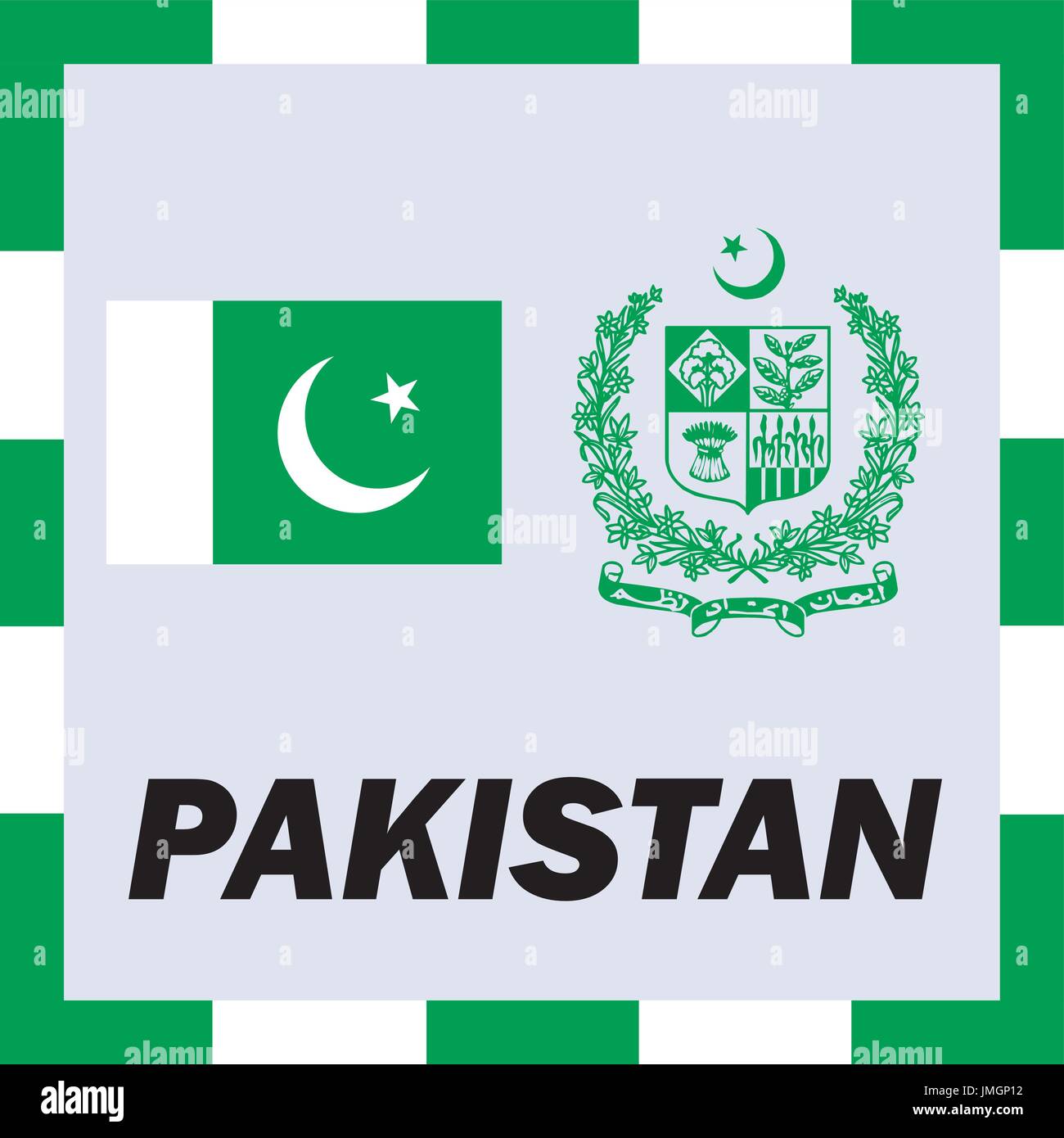 Official ensigns, flag and coat of arm of Pakistan Stock Vector Image ...