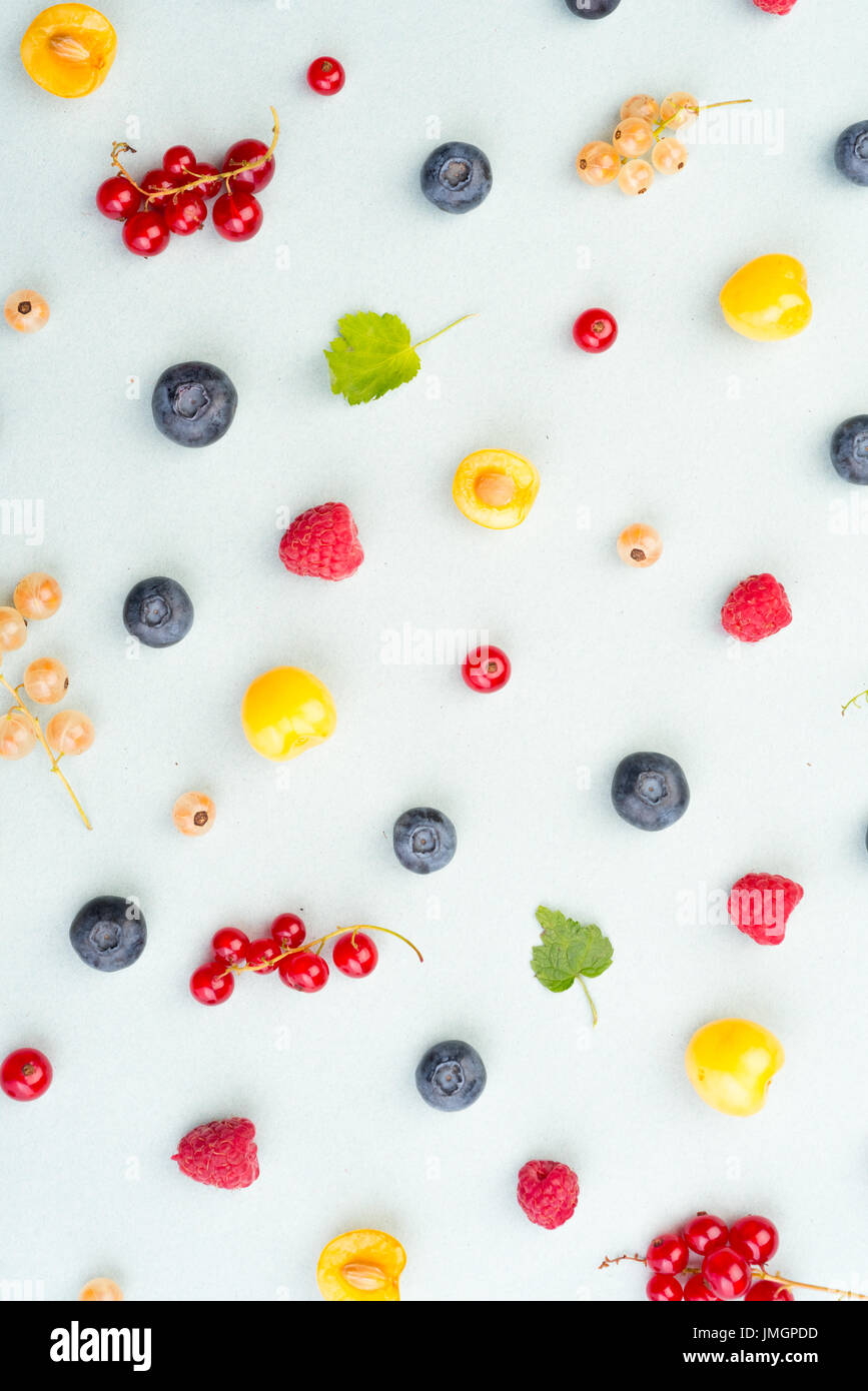 Top View Picture of mix of berries isolated over white background table ...