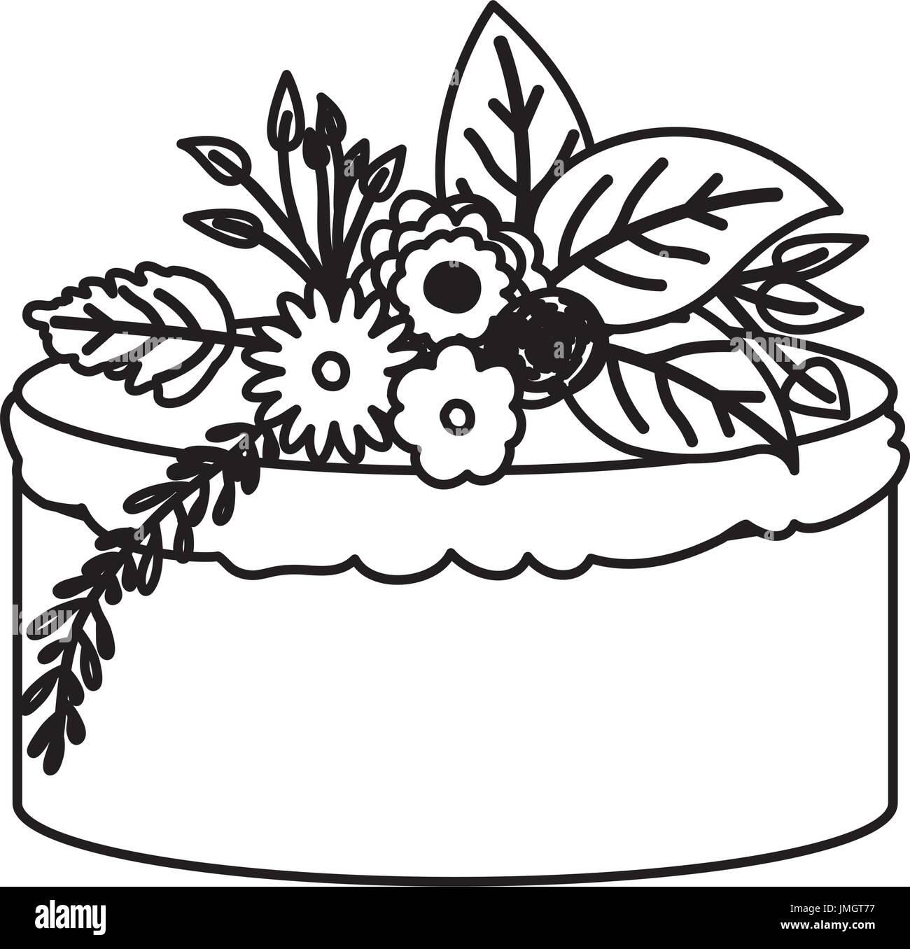 sketch contour of hand drawing cake with buttercream decorative and ...