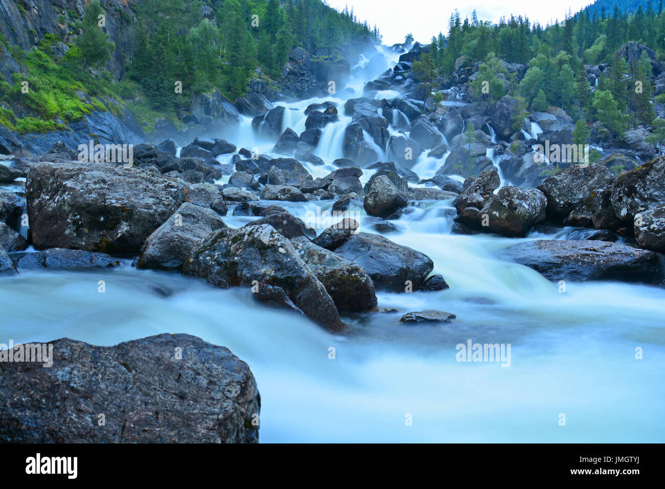 Uchar Waterfall on the Chulcha River, The Big Chulchinsky Stock Photo ...