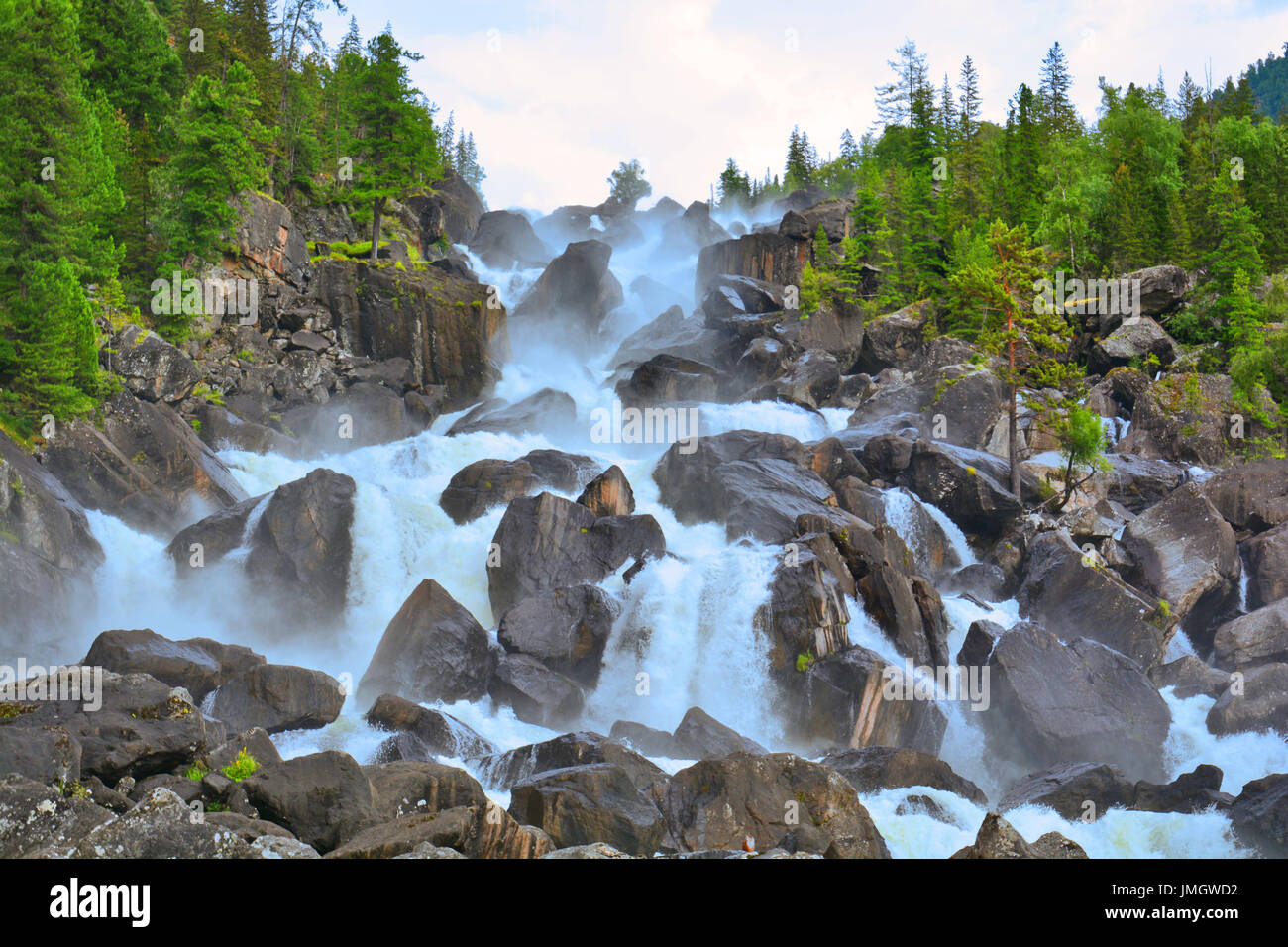 Uchar Waterfall on the Chulcha River, The Big Chulchinsky Stock Photo ...