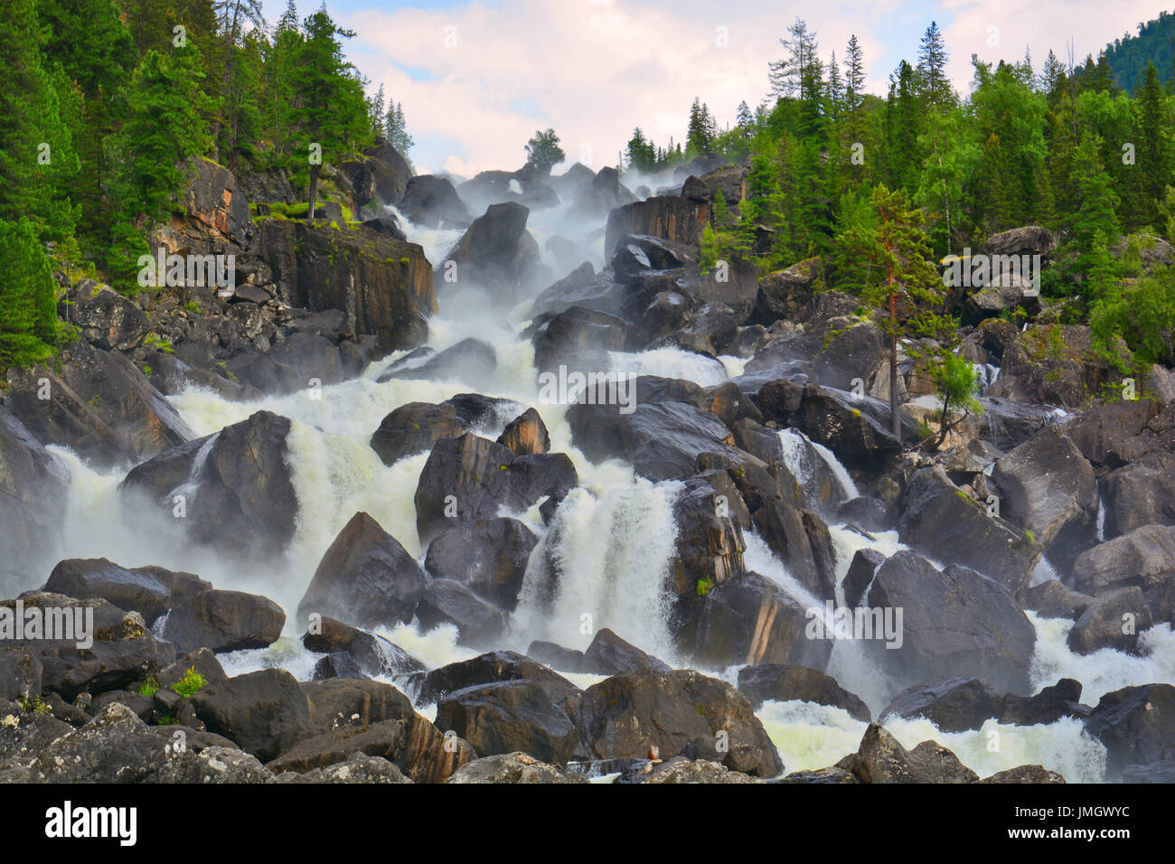 Uchar Waterfall on the Chulcha River, The Big Chulchinsky Stock Photo ...