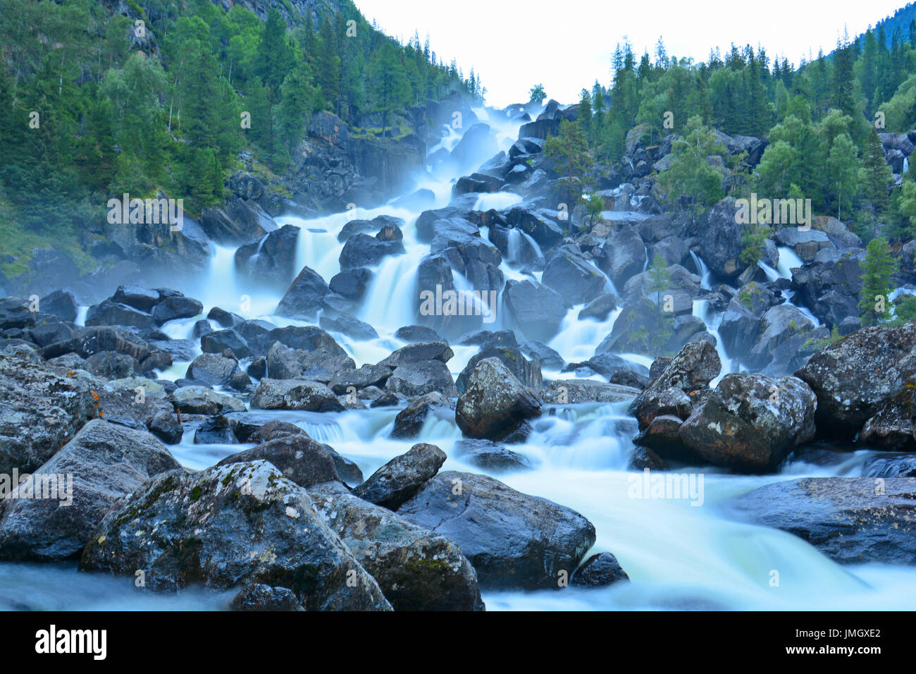 Uchar Waterfall on the Chulcha River, The Big Chulchinsky Stock Photo ...
