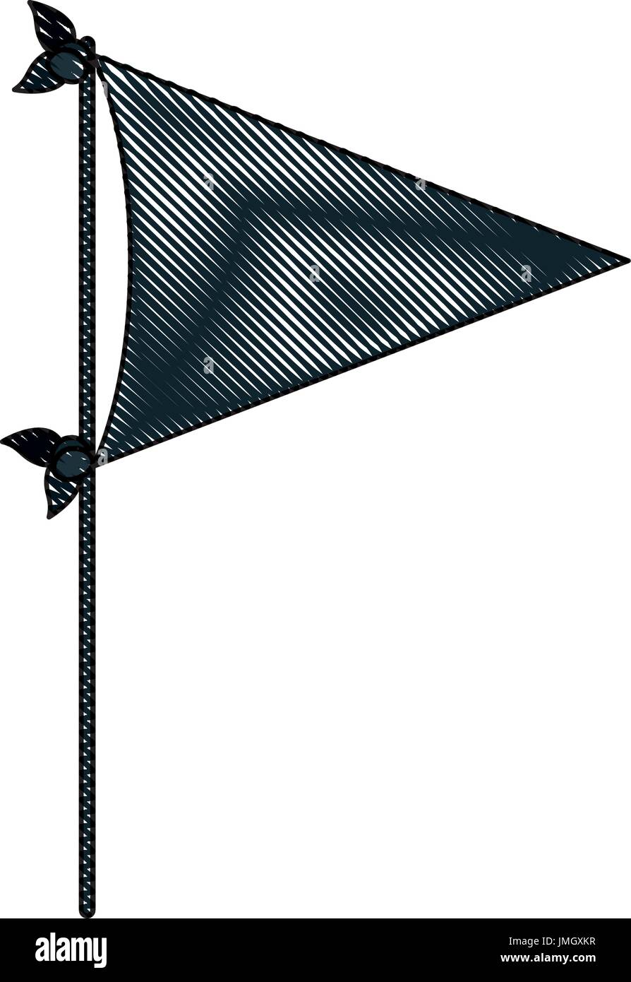 crayon silhouette of black color decorative flag party for celebration ...