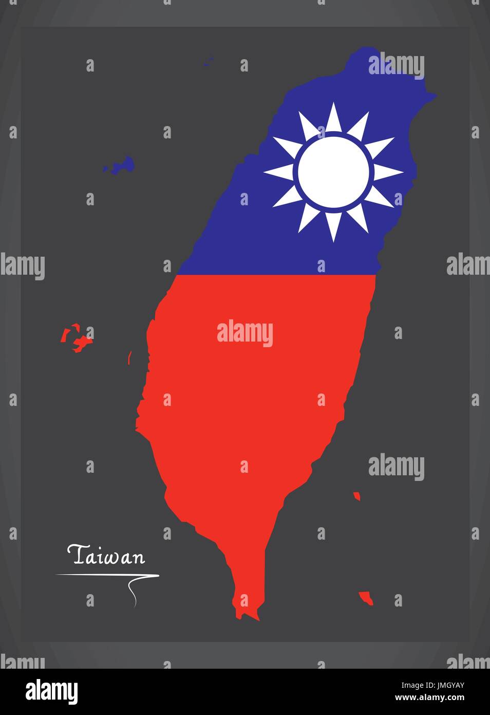 Taiwan map with Taiwanese national flag illustration Stock Vector Image ...