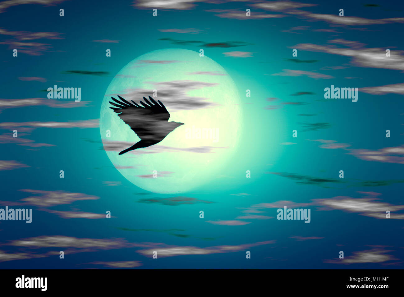 Raven flying at night hi-res stock photography and images - Alamy