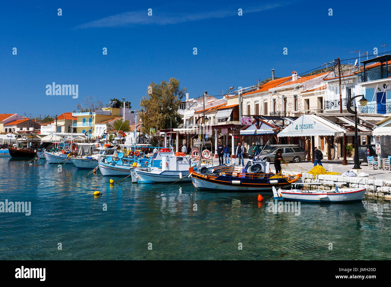 Harbour of Pythagorio town on Samos island, Greece Stock Photo - Alamy