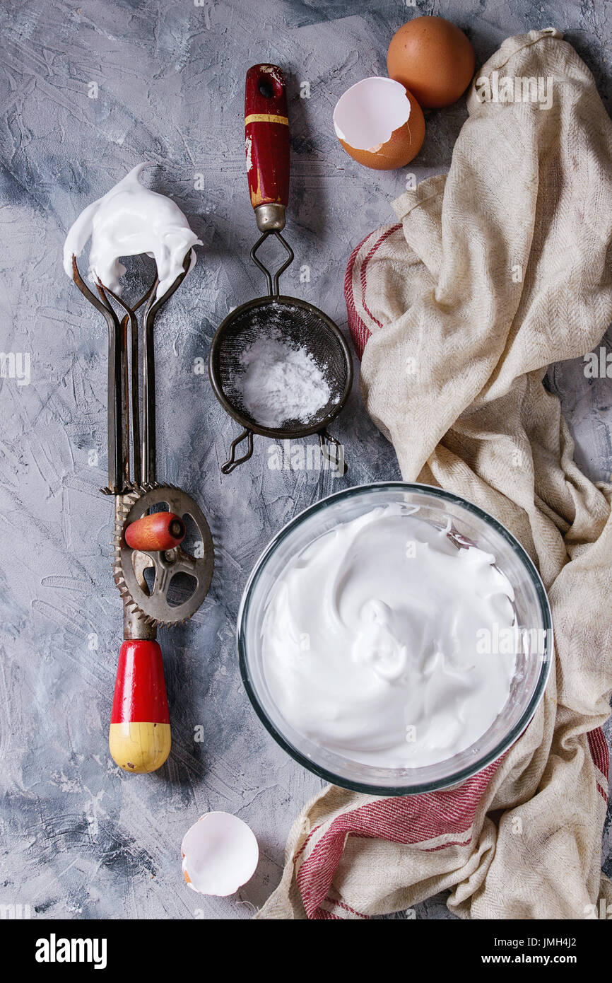 Process of cooking meringue Stock Photo - Alamy