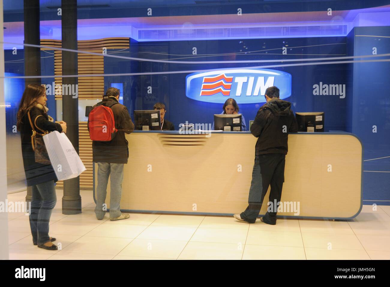 Milano (Italy), Telecom store in Vittorio Emanuele gallery Stock Photo ...