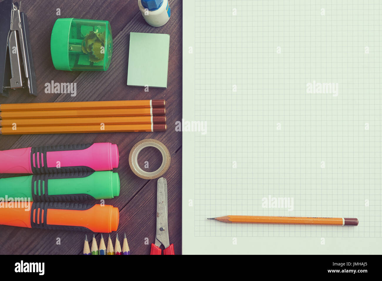 Exercise book pencil sharpener eraser hi-res stock photography and ...