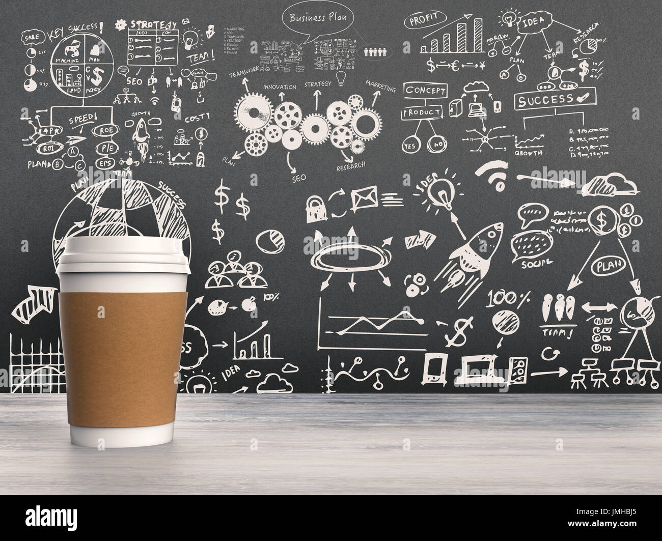 business plan drawing on blackboard Stock Photo - Alamy