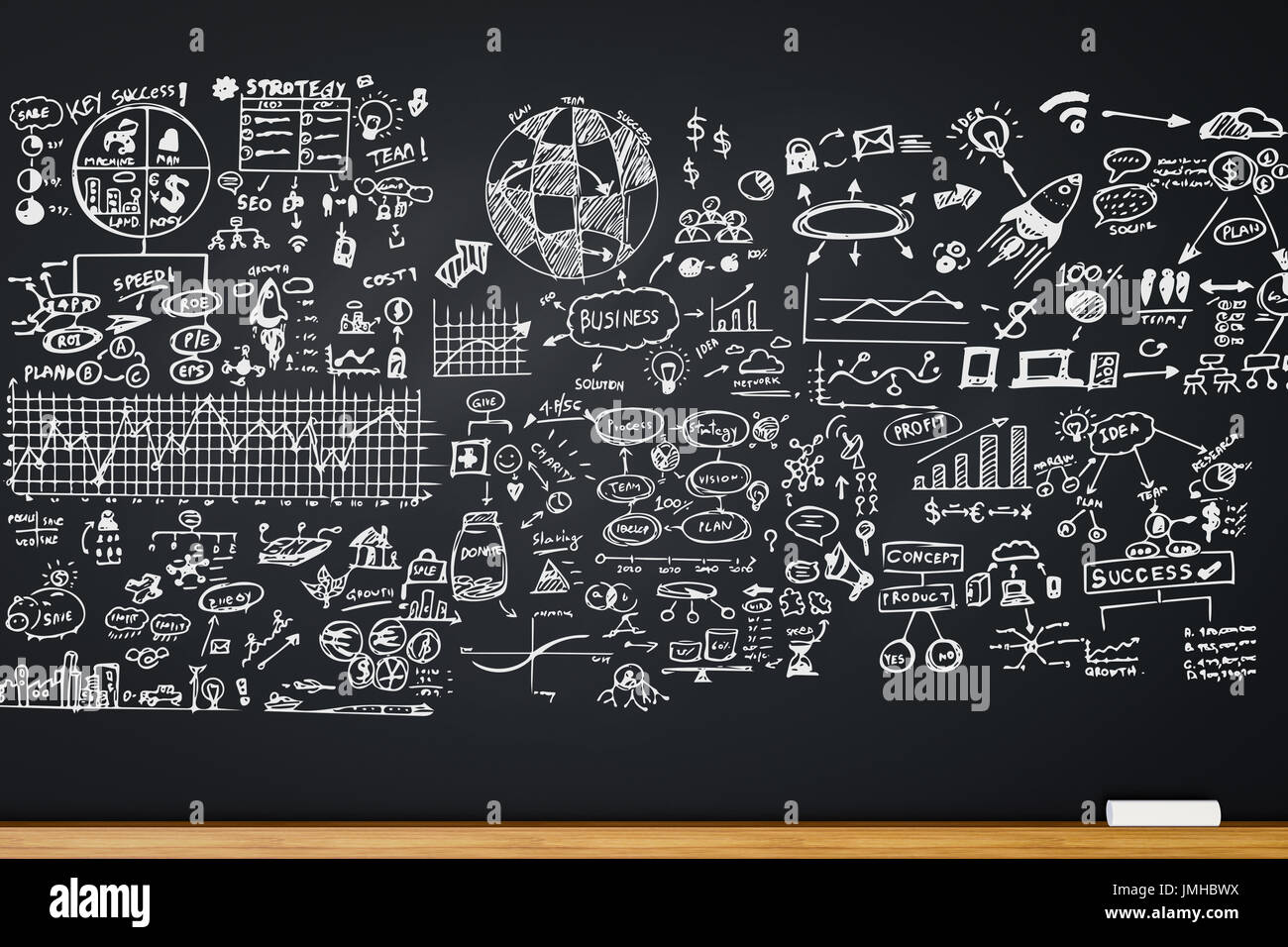 business plan drawing on blackboard Stock Photo - Alamy