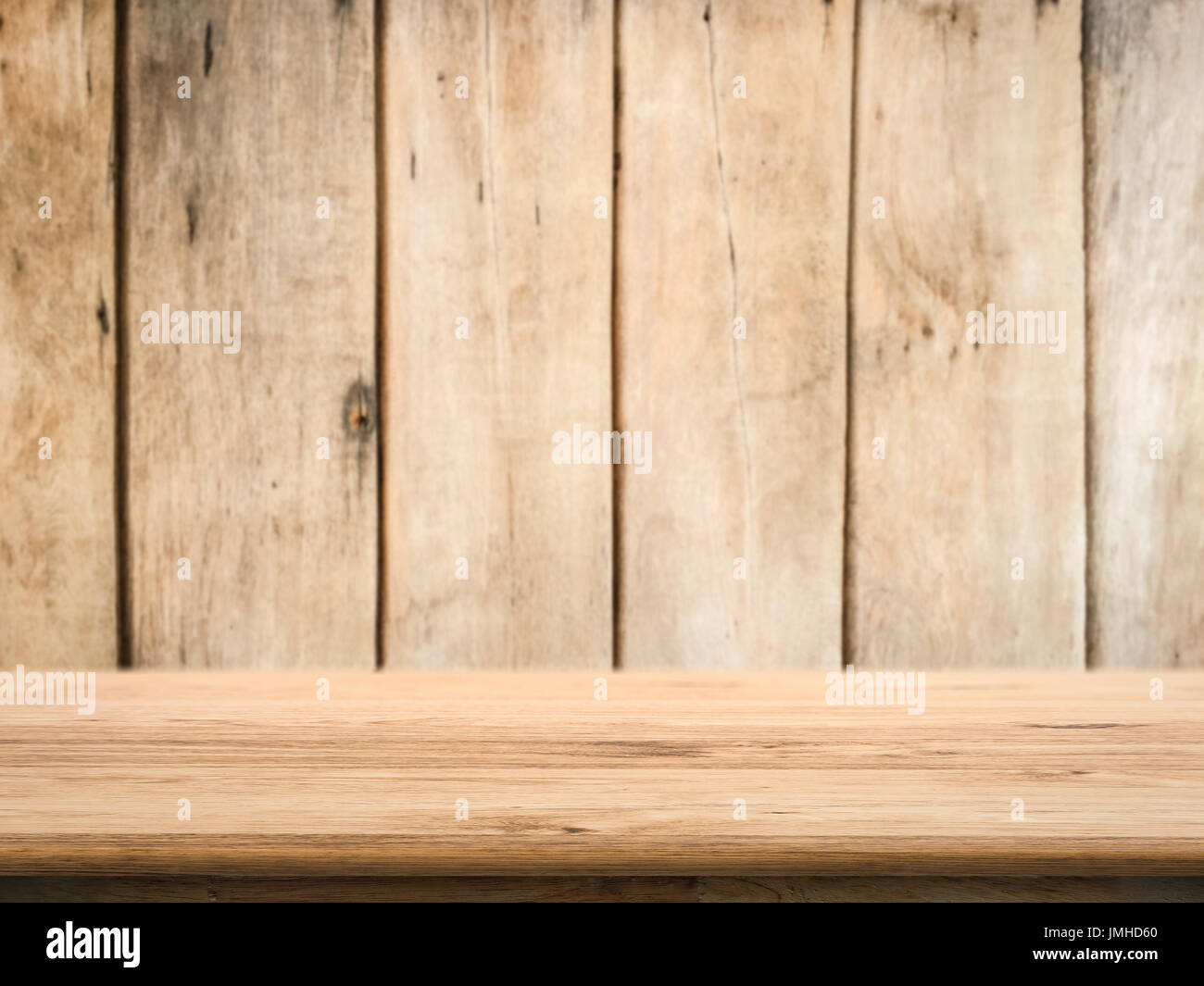 empty wooden counter top with grunge wood background Stock Photo - Alamy