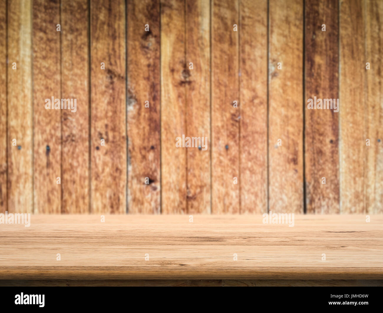 empty wooden counter top with grunge wood background Stock Photo - Alamy
