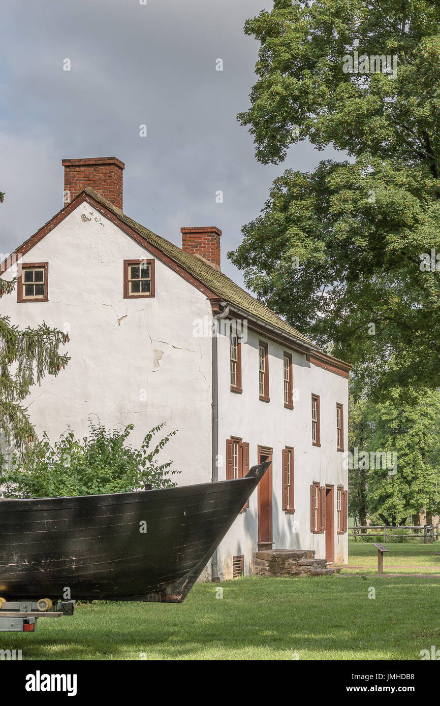 Long boat next to colonial home in Washington Crossing Pennsylvania ...
