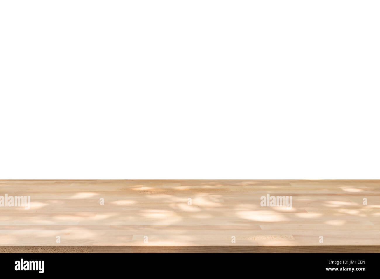 empty wooden counter on white background Stock Photo - Alamy