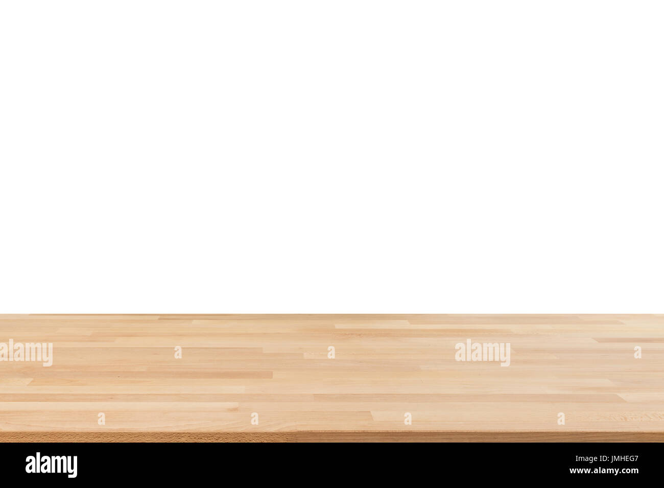 empty wooden counter on white background Stock Photo - Alamy