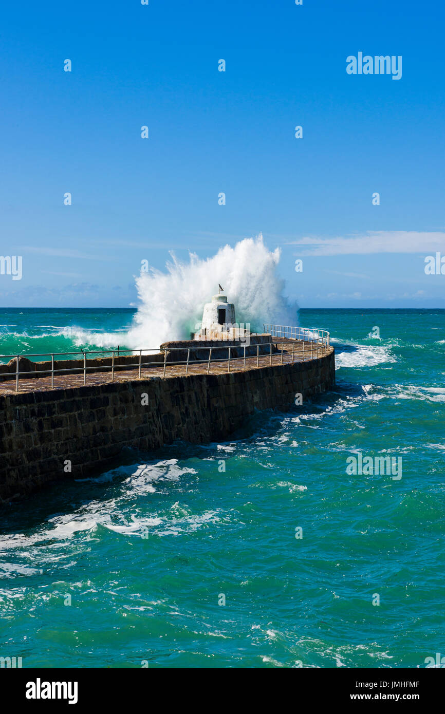 Portreath Harbour and Beach, West Coast of Cornwall in the early summer ...