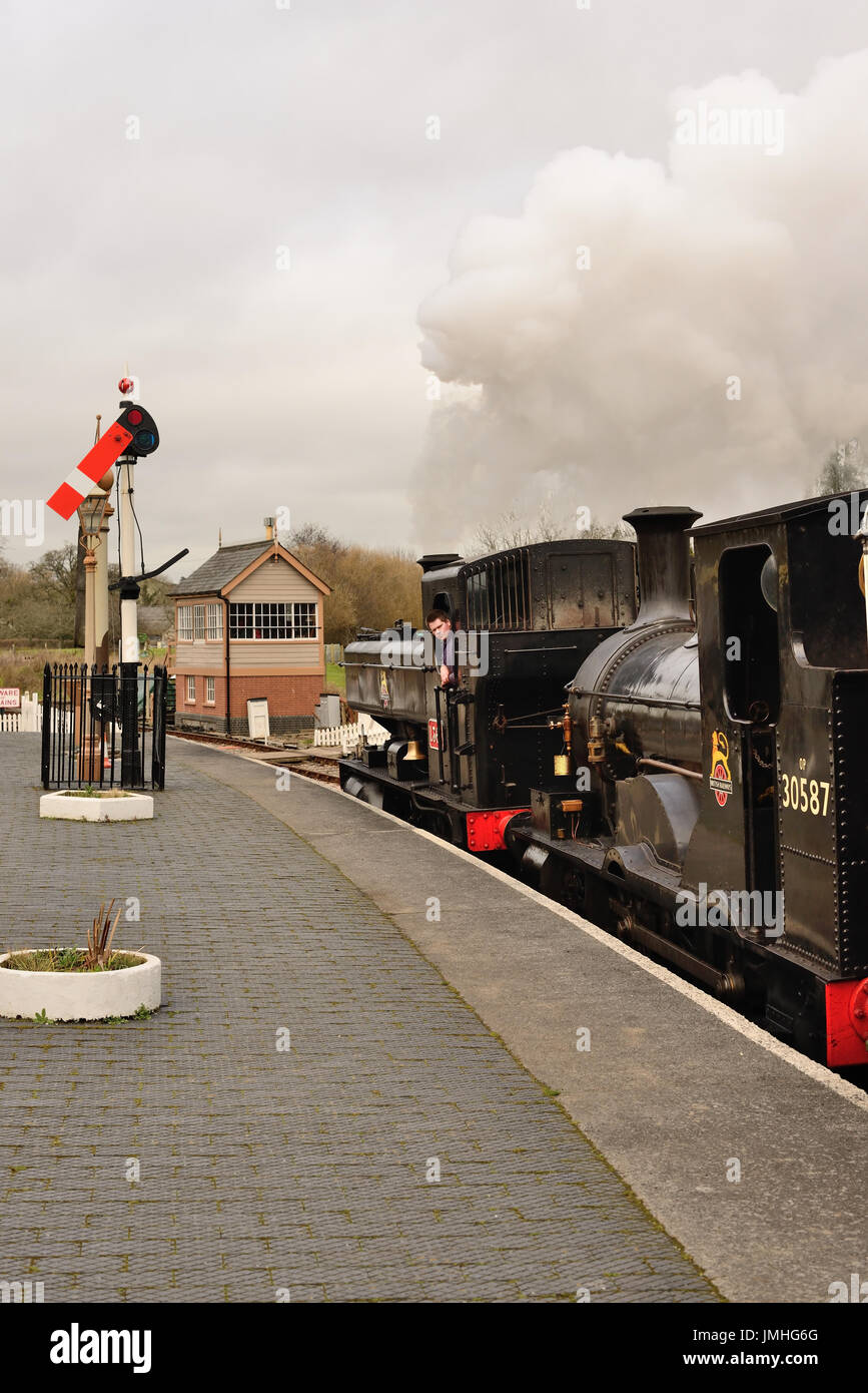 GWR pannier tank No 1369 and Beattie well tank No 30587 about to leave ...