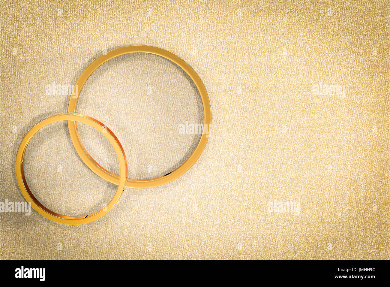 golden wedding rings with blank space on gold glitter background Stock ...