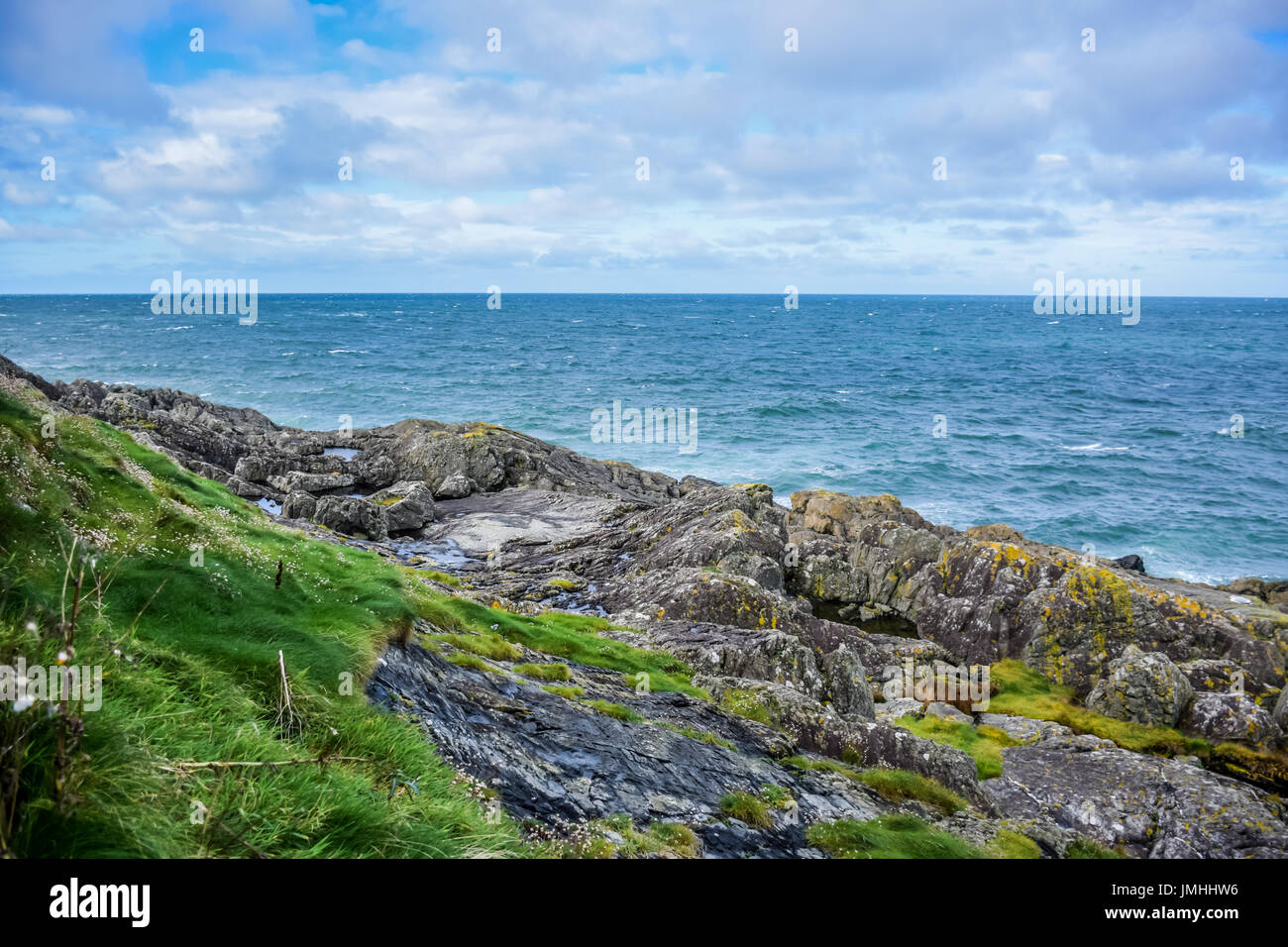Landscape view of Peel hill coast in Isle of Man Stock Photo - Alamy