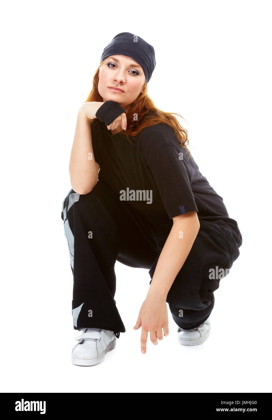 portrait of beautiful young breakdancer in black Stock Photo - Alamy