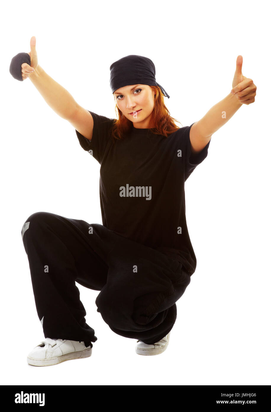 portrait of beautiful young breakdancer in black Stock Photo - Alamy