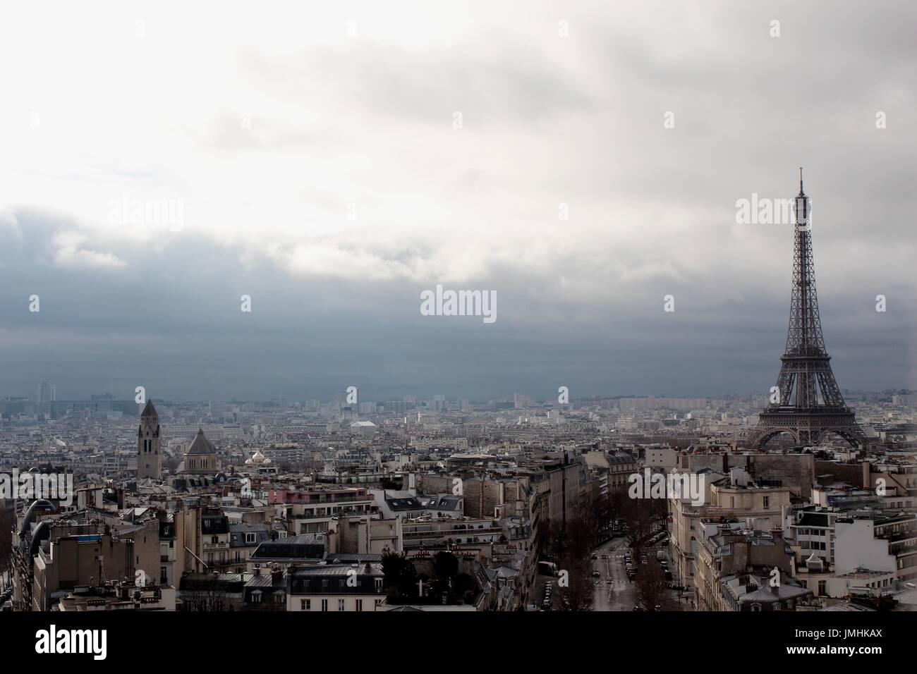 view of the eiffel tower from the arc de triomphe Stock Photo - Alamy