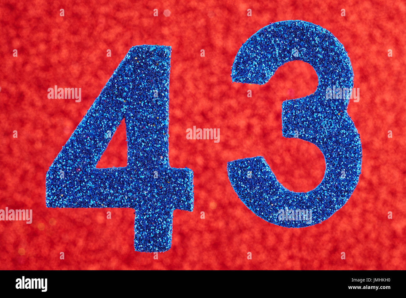 Number forty-three blue color over a red background. Anniversary ...