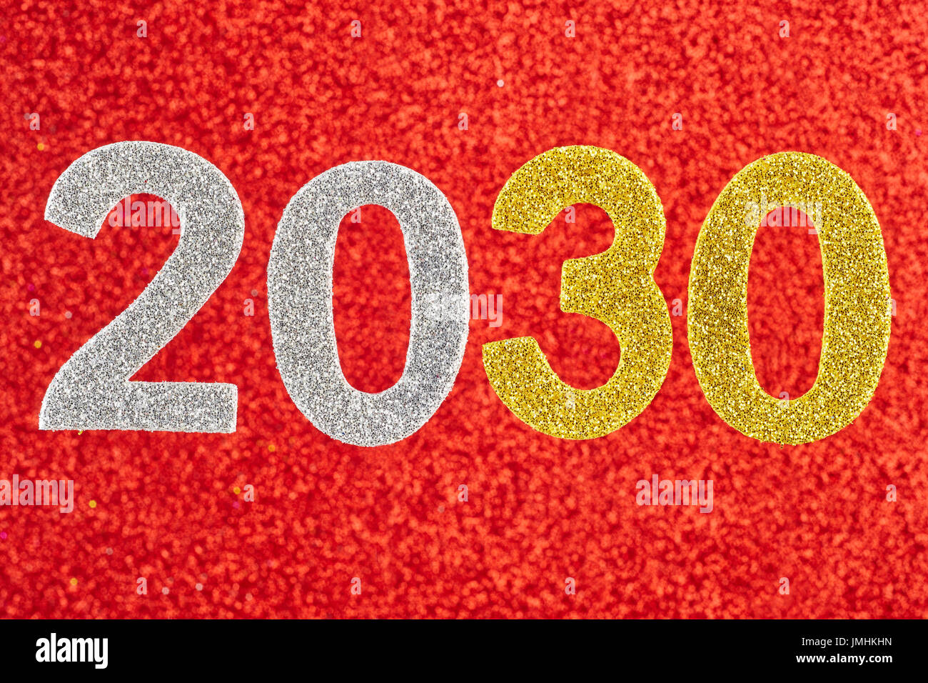 Number two thousand and thirty over a red background. Anniversary ...