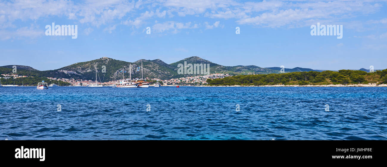 Hvar harbour in old town Hvar. Hvar is very popular tourist destination ...