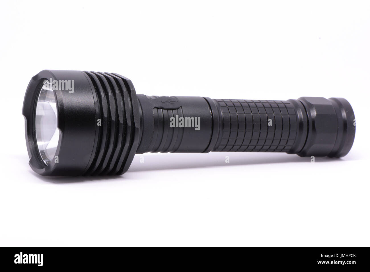 Isolated black flashlight on white background Stock Photo - Alamy